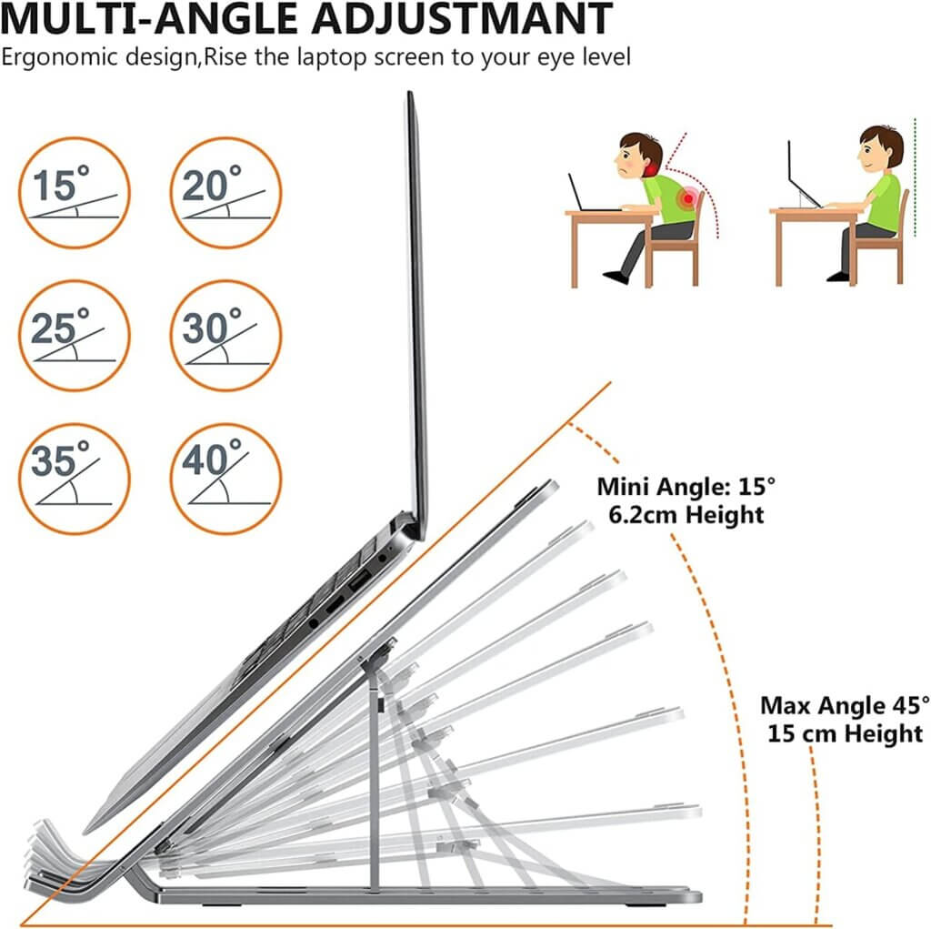 Simplist LS3F Ergonomic Laptop Stand with Adjustable Height and Cooling ...
