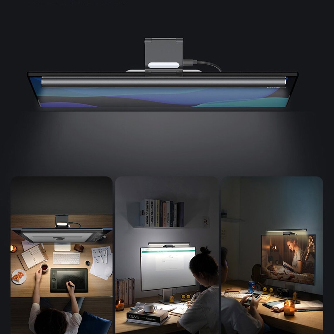 Baseus i-wok2 Series USB Asymmetric Light Monitor Light Bar - Simplist Desk
