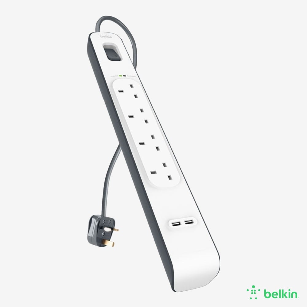 Belkin 4-Outlet Surge Protection Strip | BSV401-2M - Simplist Desk