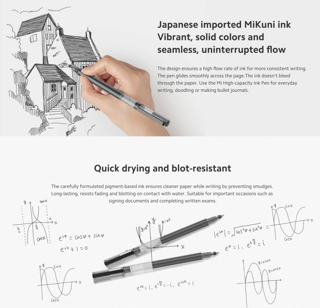 Mi High-capacity Ink Pen (Pack of 10) - Black 0.5mm - Simplist Desk