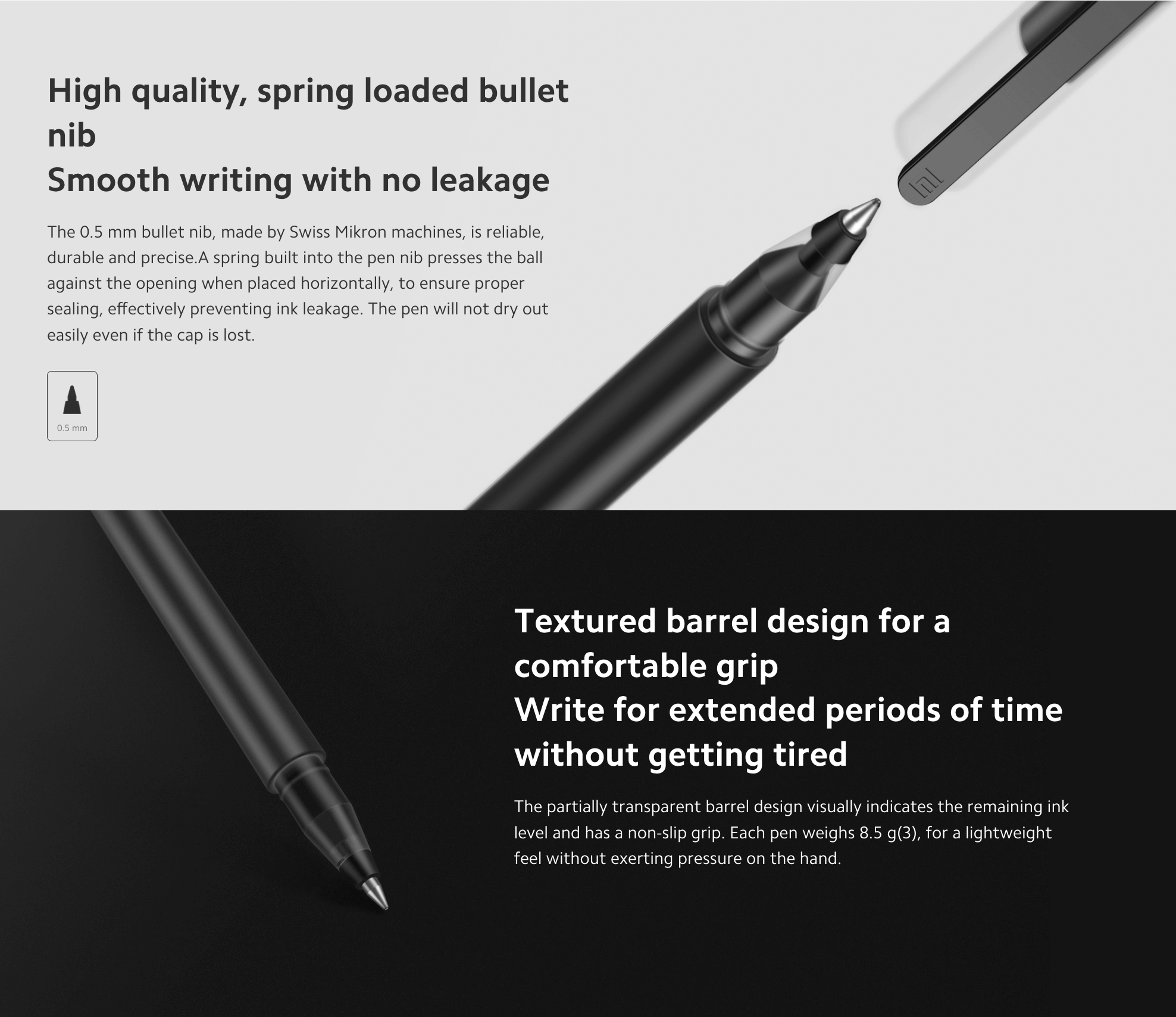 Mi High-capacity Ink Pen (Pack of 10) - Black 0.5mm - Simplist Desk