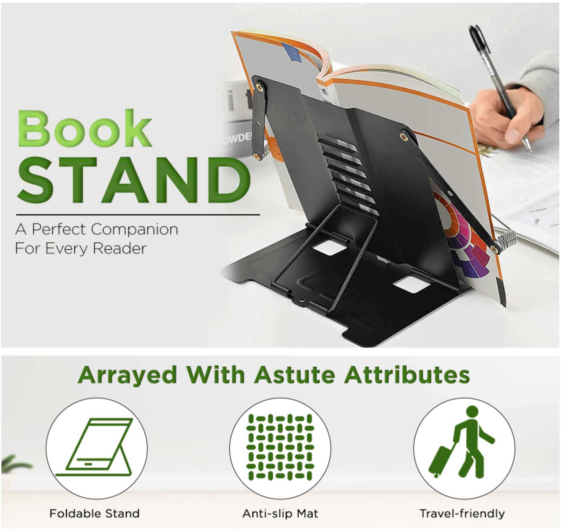 Simplist Book Stand - Ergonomic Portable Adjustable Book Holder Rest ...