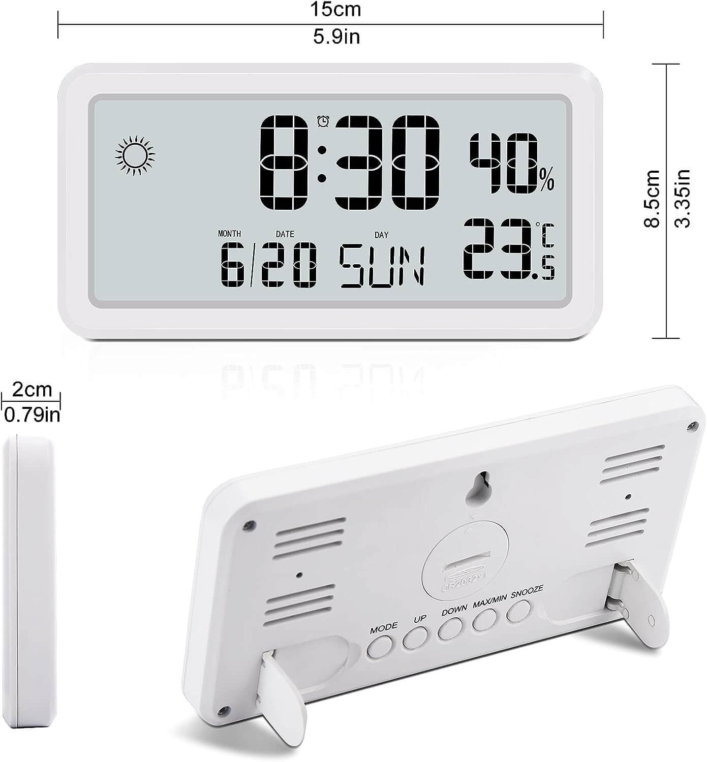 Simplist Ausyst Digital Desk Clock with Date, Week, Temperature, and ...