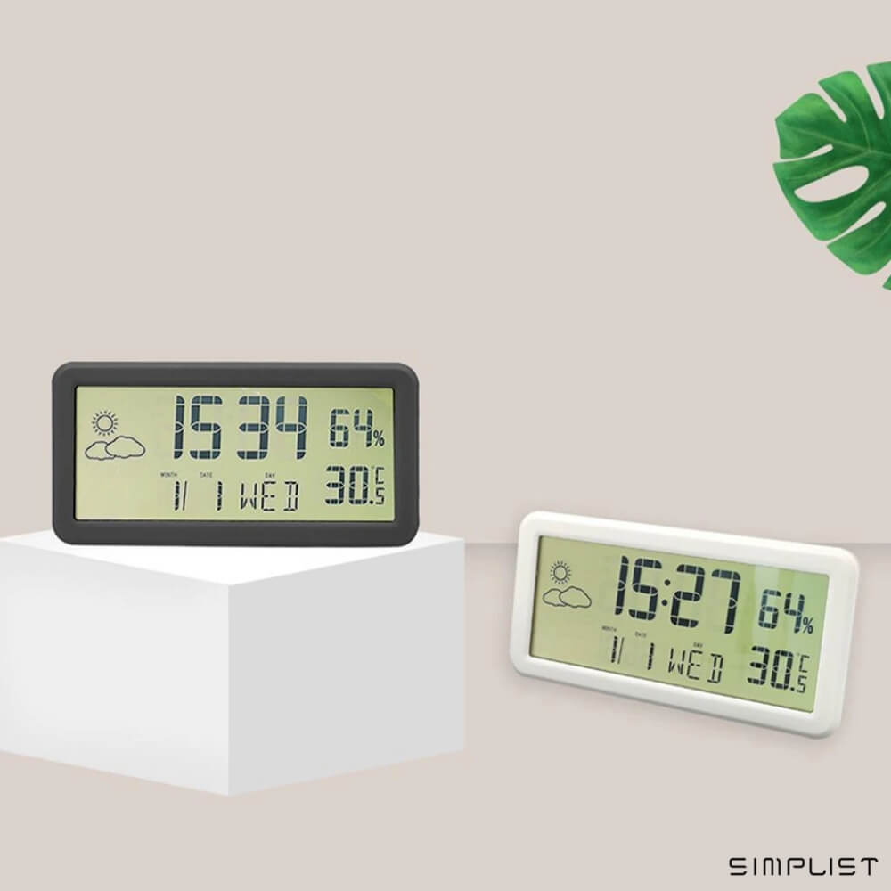 Simplist Ausyst Digital Desk Clock with Date, Week, Temperature, and ...