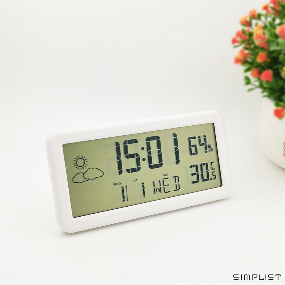 Simplist Ausyst Digital Desk Clock with Date, Week, Temperature, and ...