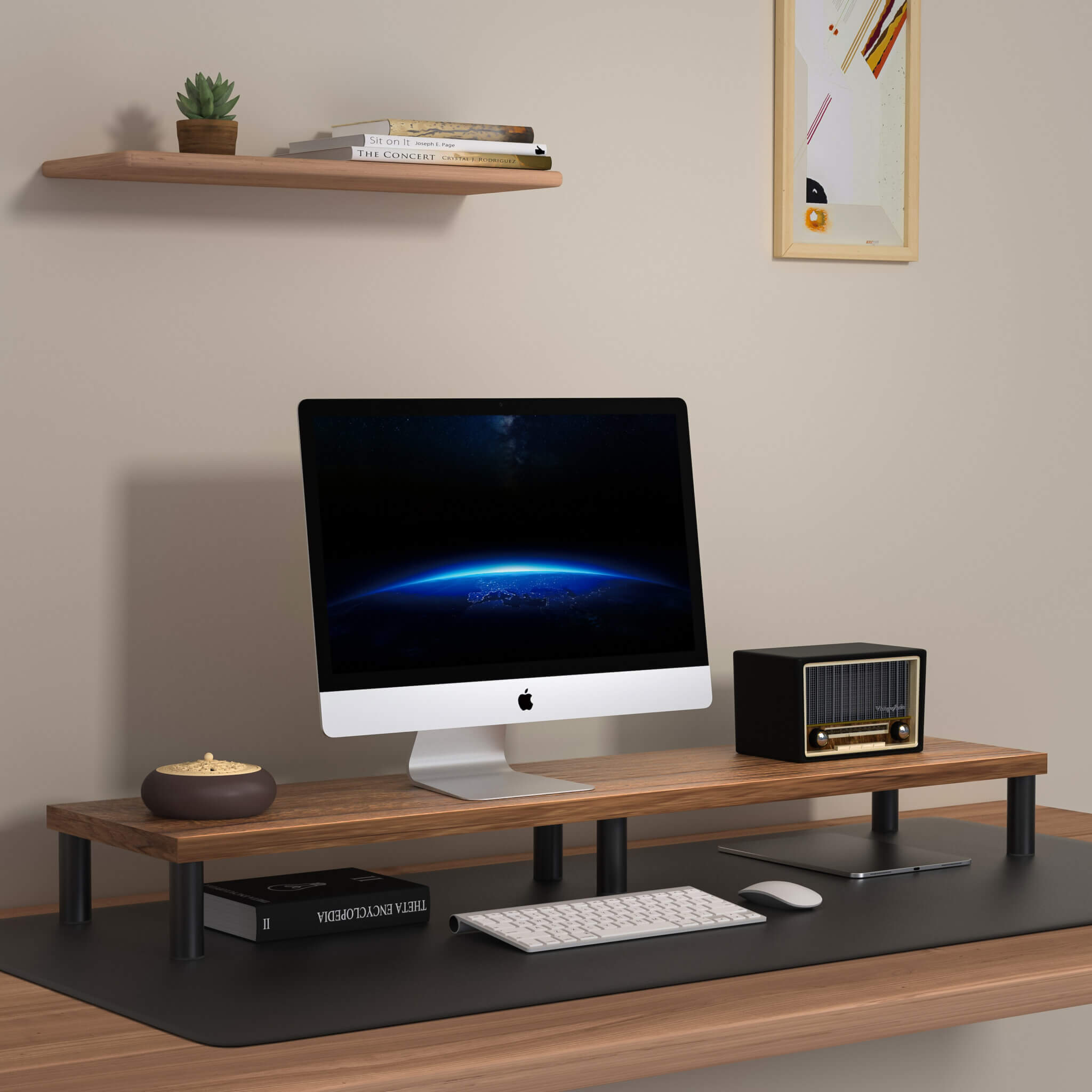Upergo Dual Monitor Stand Riser with Aluminum Feet - Simplist Desk