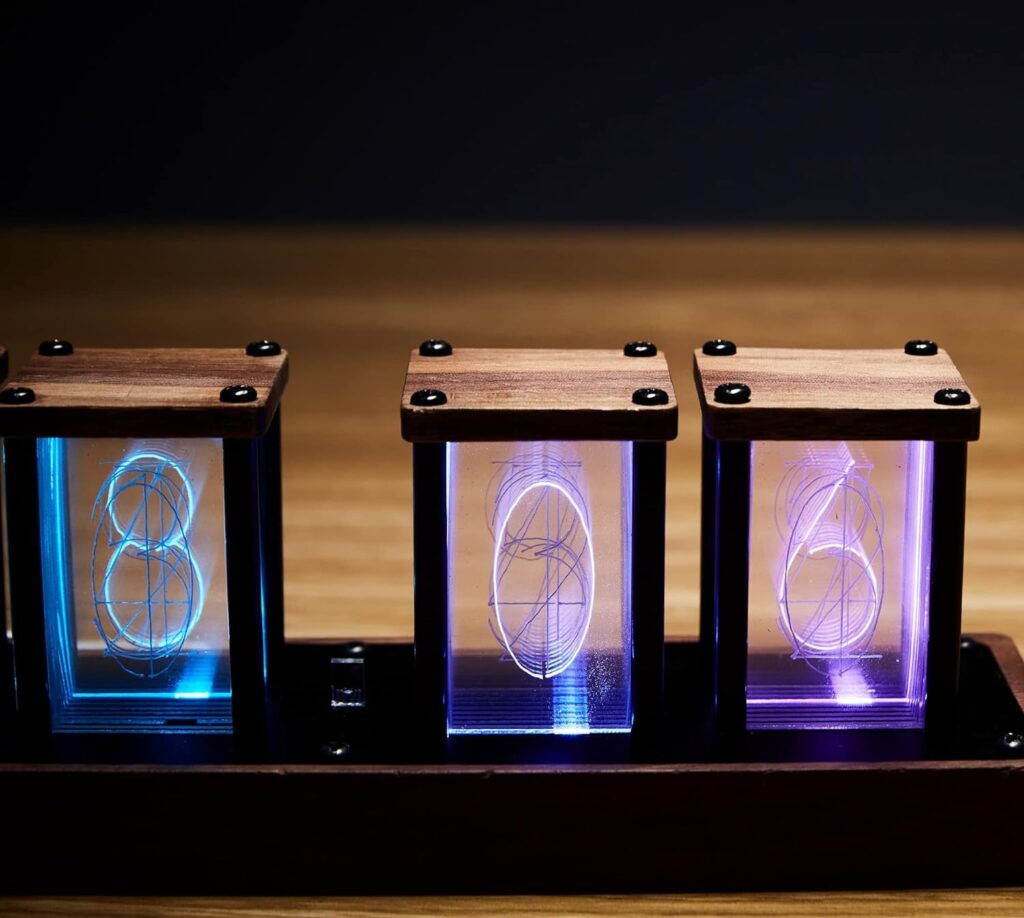ClocTeck Nixie Tube Desk Clock with Wi-Fi Calibration (Walnut Wood ...