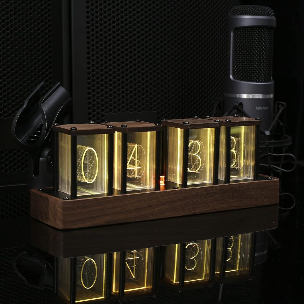 ClocTeck Nixie Tube Desk Clock with Wi-Fi Calibration (Walnut Wood ...