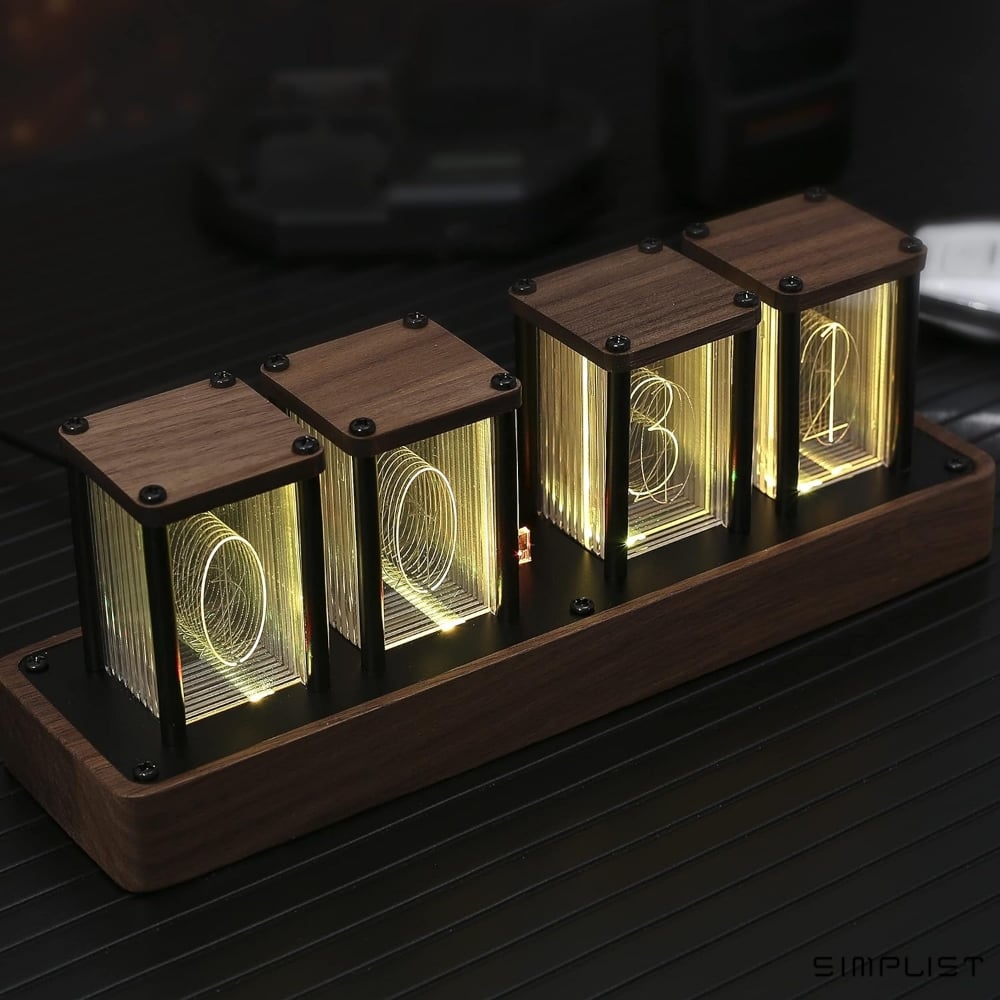 ClocTeck Nixie Tube Desk Clock with Wi-Fi Calibration (Walnut Wood ...