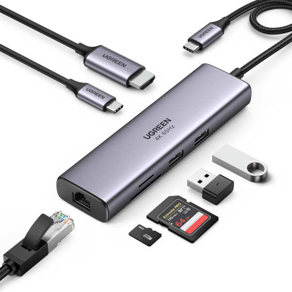 Ugreen 7-in-1 4K HDMI USB C Hub (CM512- 90568) - Simplist Desk