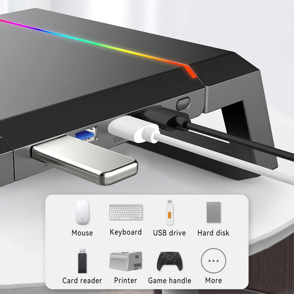 KYOLLY RGB Gaming Computer Monitor Stand Riser - Simplist Desk