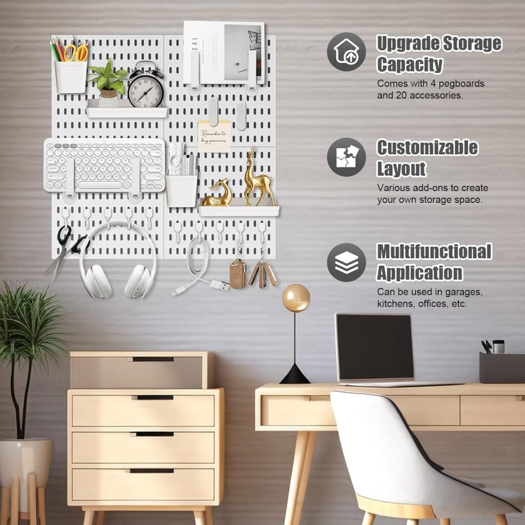 Easyhomie Wall Organiser Pegboard Combination Kit (2 x2 ft) - Simplist Desk