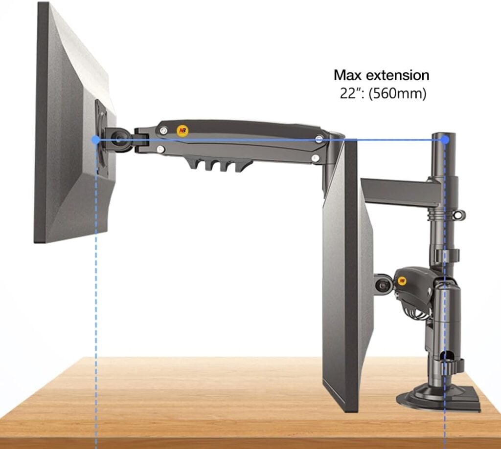 NB H180 Long Arm Heavy-Duty Dual Monitor Arm for 17-32″ Displays ...
