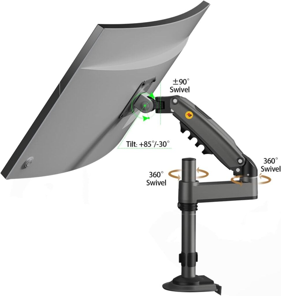 NB H100 Long Arm Heavy-Duty Single Monitor Arm for 17-30" Displays ...