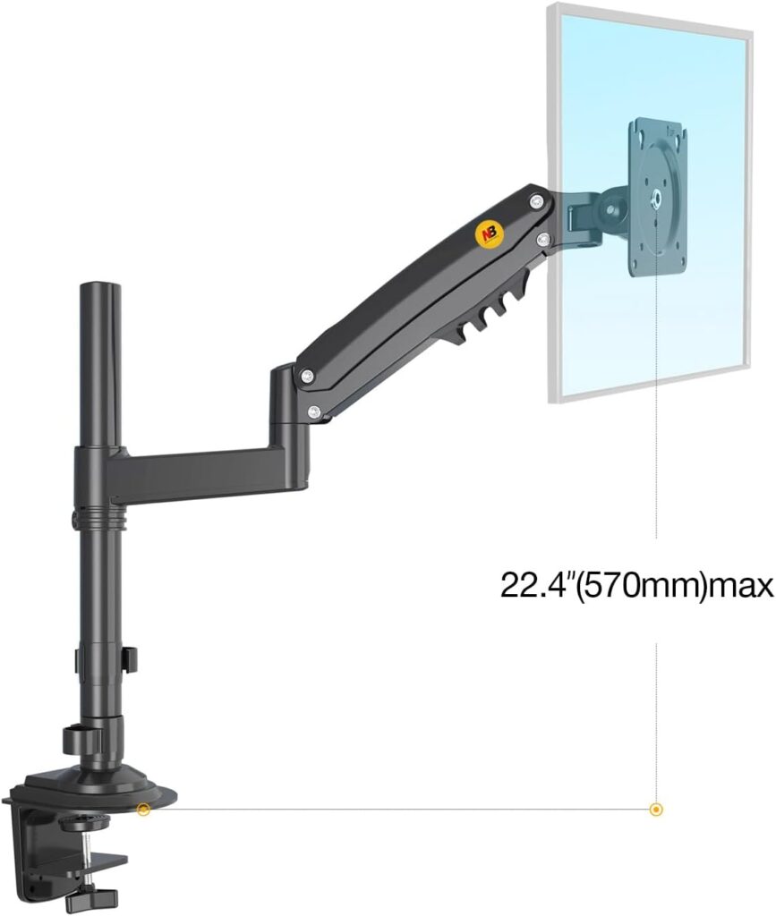 NB H100 Long Arm Heavy-Duty Single Monitor Arm for 17-30" Displays ...