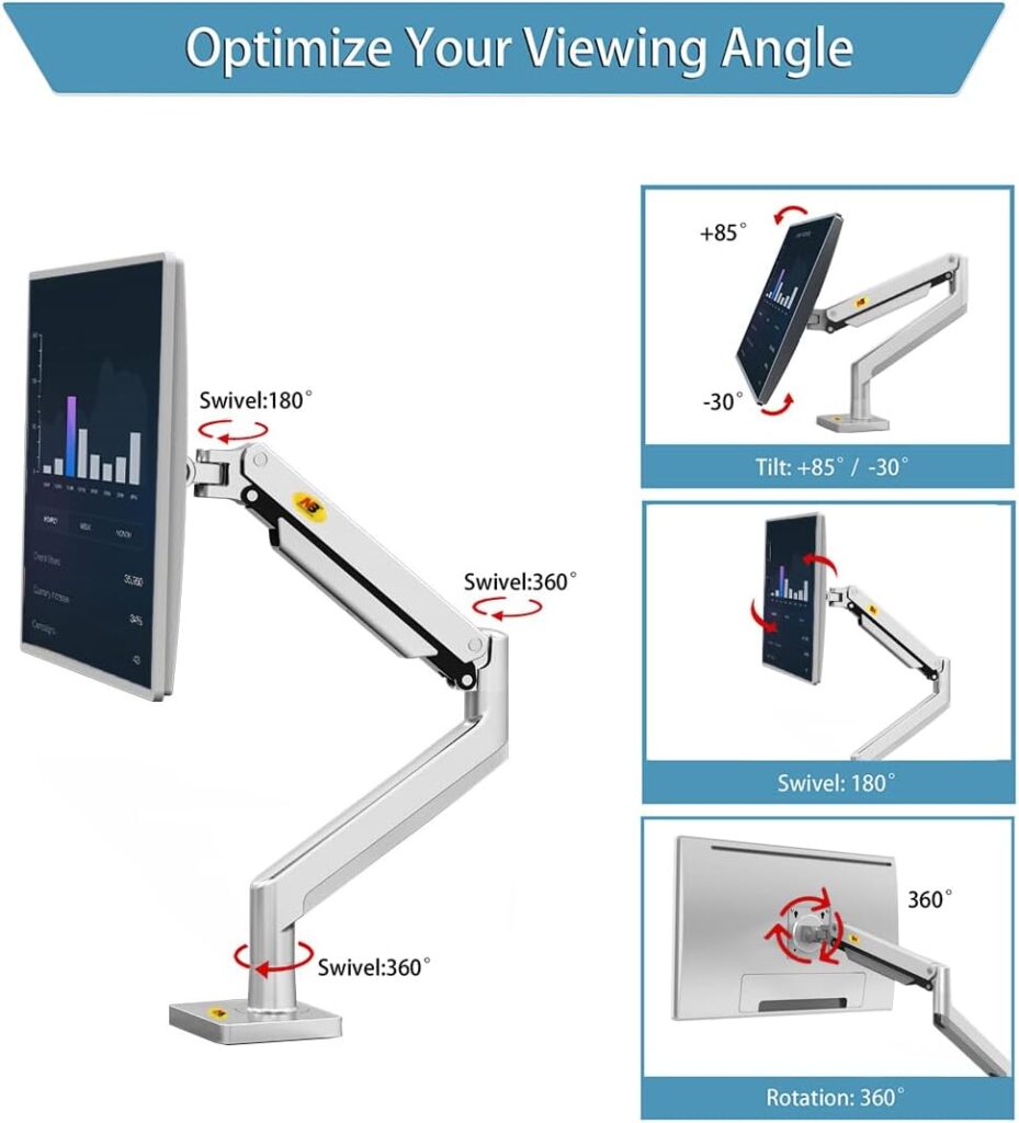NB G40 Full Motion Swivel Gaming Monitor Arm with Gas Spring for 22-40 ...