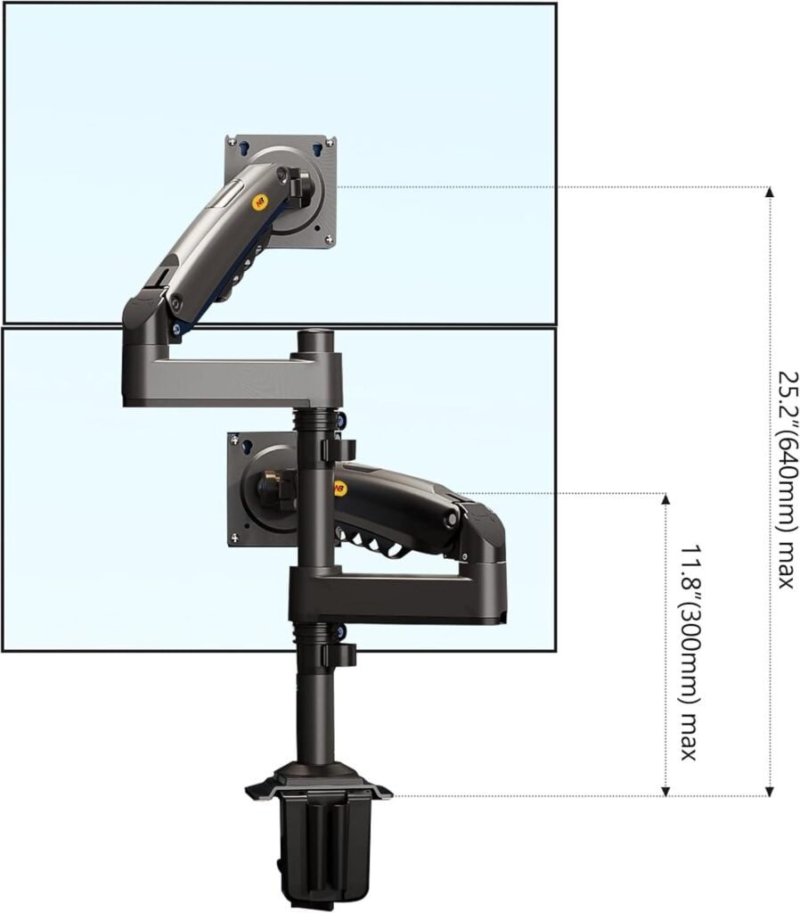 NB H180 Long Arm Heavy-Duty Dual Monitor Arm for 17-32″ Displays ...