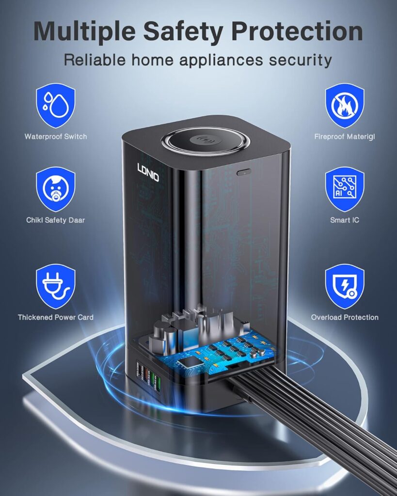 LDNIO 11-in-1 Power Hub (SKW6457) - 4 x USB Outlets + Wireless Charging ...