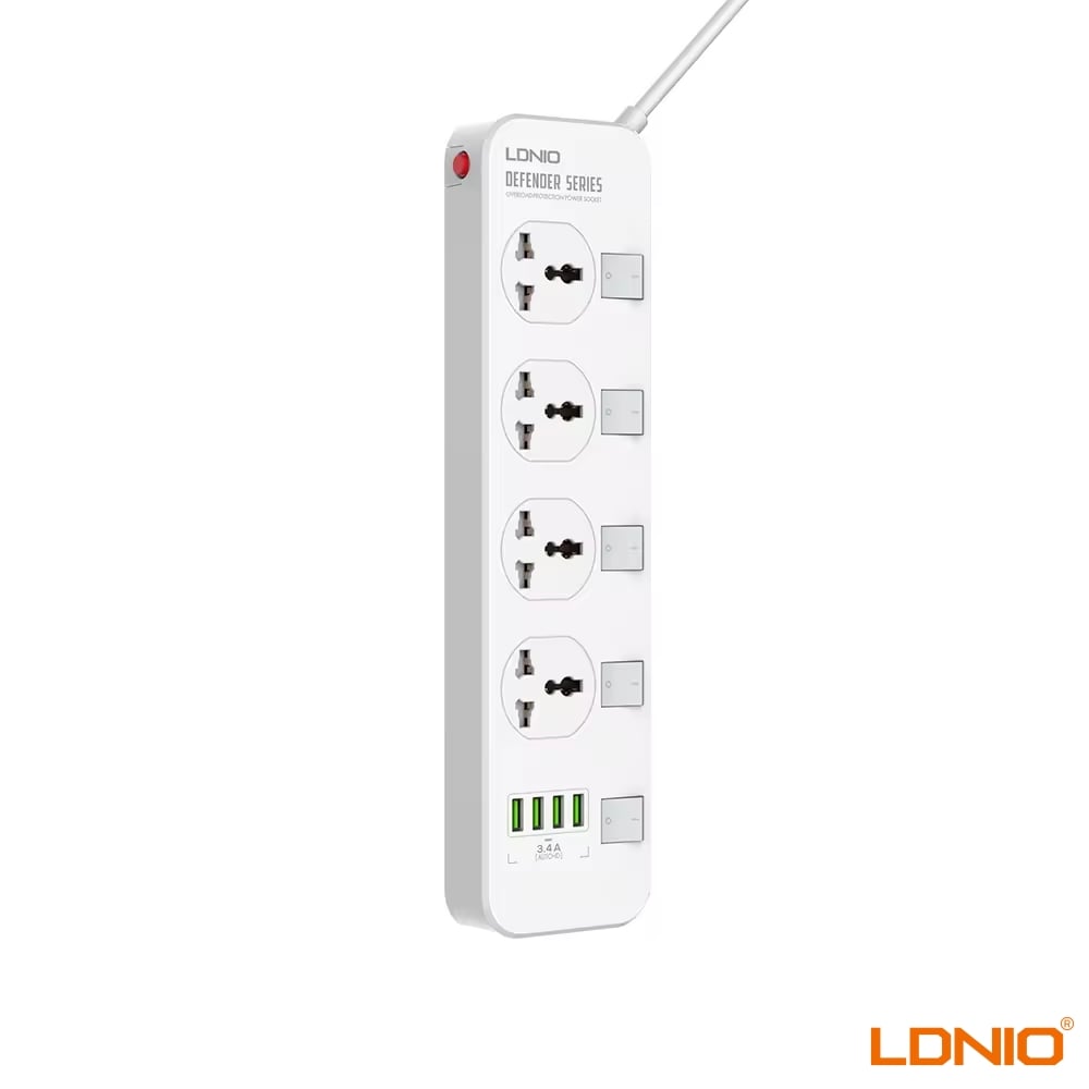 LDNIO SC4408 Extension Cord with 4 Socket Outlets + 4 USB - 2500W (2 ...