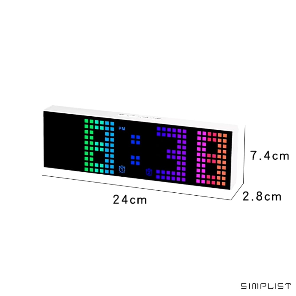 PixelTime S1 RGB Digital Desktop Clock - Auto Changing Colours ...