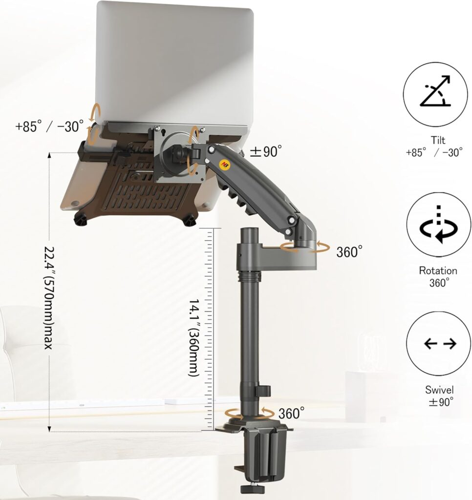 NB H100 FP - 2 in 1 Monitor Arm with Laptop Mount with Adjustable Tray ...