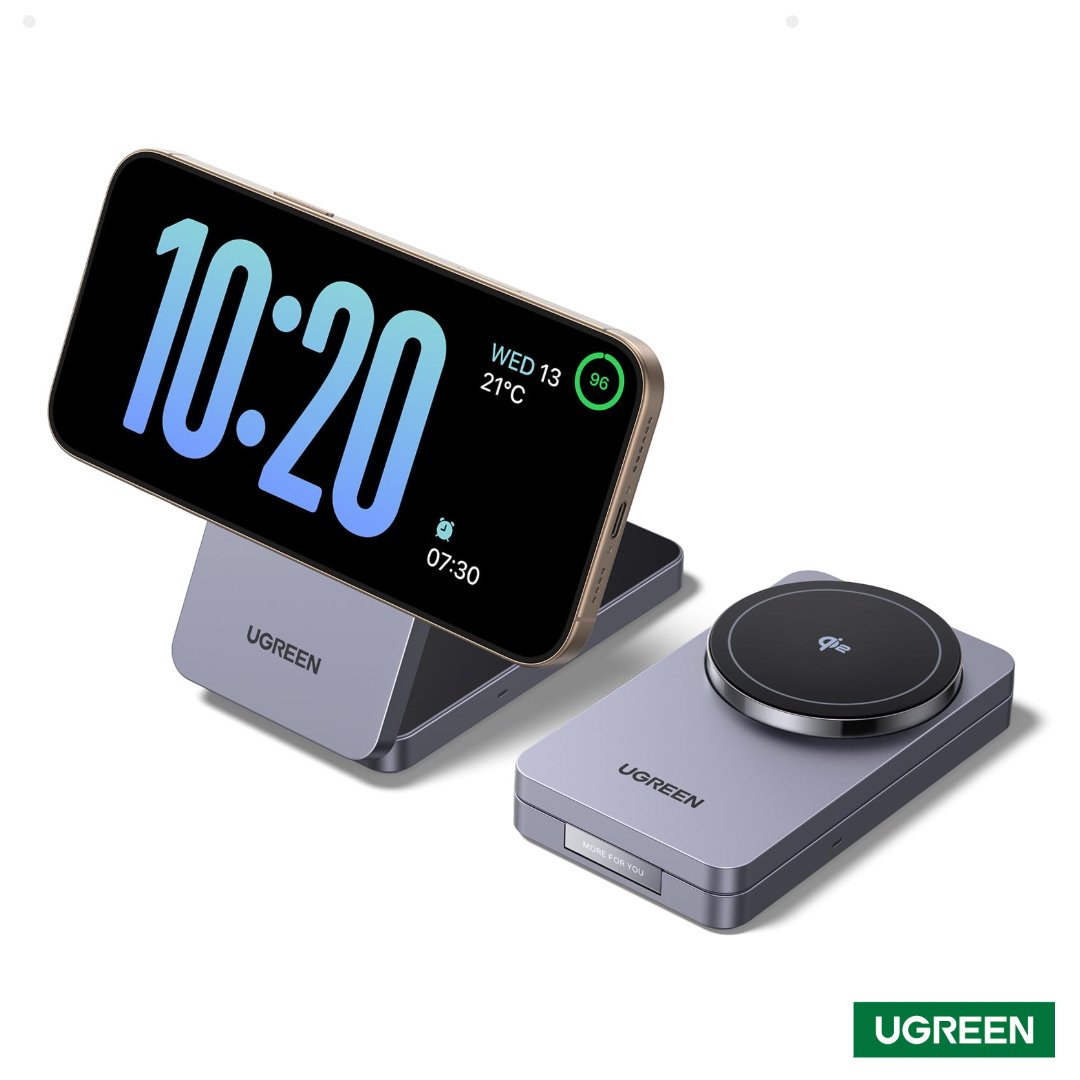 UGREEN MagFlow Qi2 2-in-1 MagSafe Wireless Charging Dock Station ...