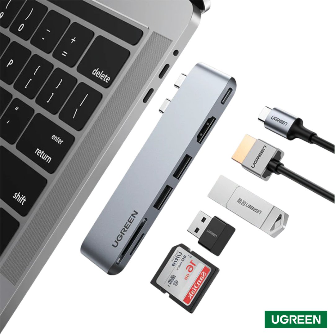 Ugreen Dual USB-C 6-in-2 Hub For MacBook PRO/Air with Thunderbolt 3.0 ...