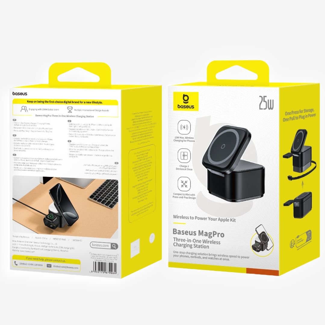 Baseus MagPro 3-in-1 Wireless Charging Station - Simplist Desk