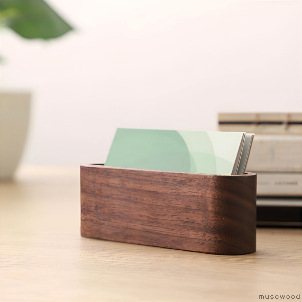 Premium Walnut Business Card Holder - "C" Level Collection - Simplist Desk