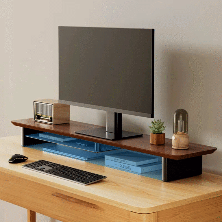 Upergo - Premium Walnut Dual Monitor Riser Stand (VD-42T) - Simplist Desk